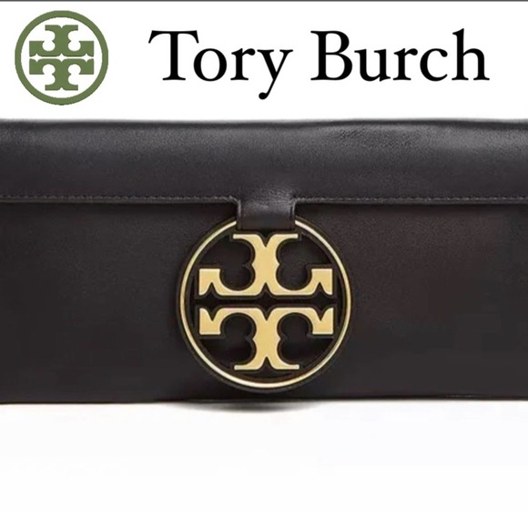 Tory Burch | Bags | Tory Burch Miller Metallogo Clutch Black Nwt Dust Bag | Poshmark